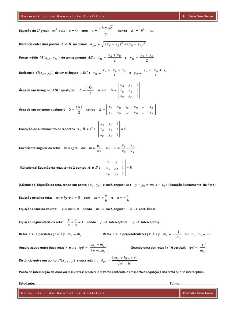 Formulas de G. A PDF | PDF | Triângulo | Círculo