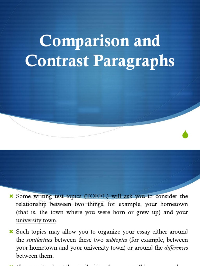 Comparison and Contrast Paragraphs | Download Free PDF | Rain | Paragraph