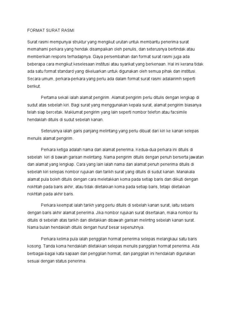 Format Surat Rasmi | PDF