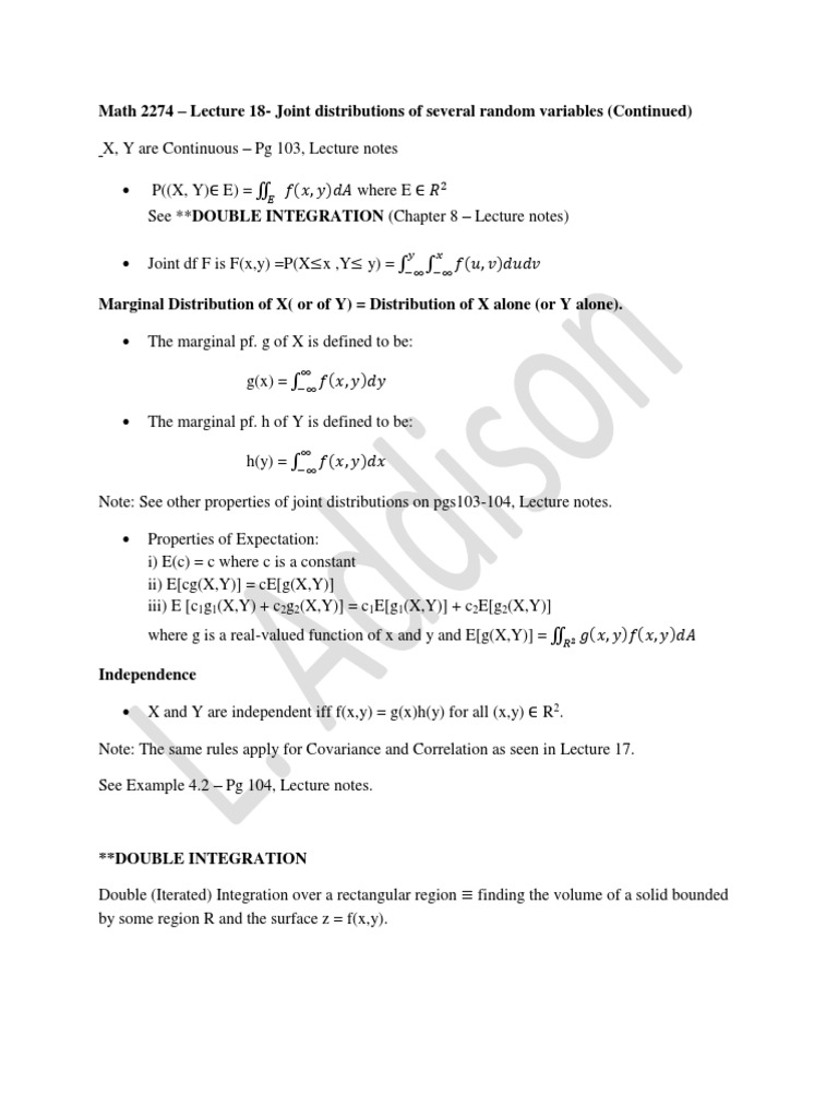 Understanding Joint Distributions of Random Variables Through ...