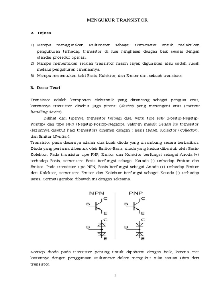 Cara Mengukur Transistor NPN dan PNP | PDF