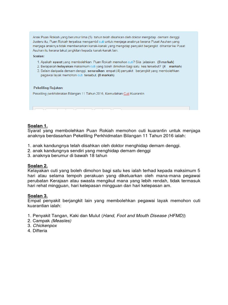 Soalan Cuti Kuarantin | PDF