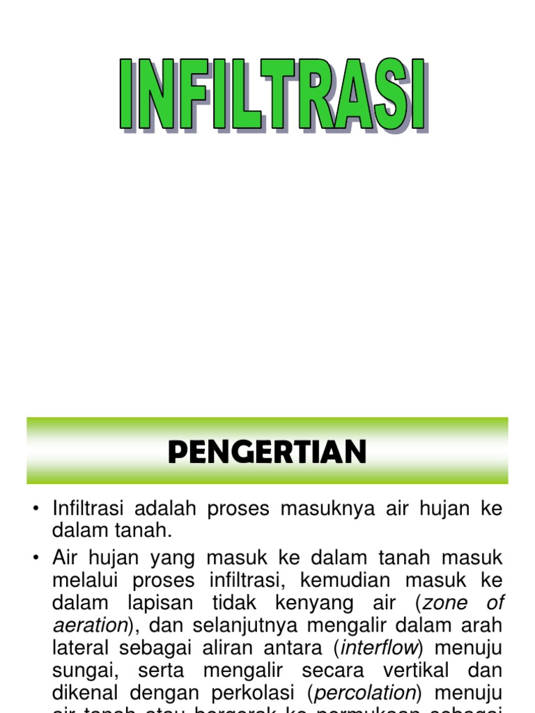 Infiltrasi Hidrologi | PDF | Metode & Bahan Ajar | Teknologi & Rekayasa