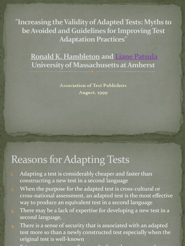 Increasing The Validity of Adapted Tests | PDF | Validity (Statistics ...
