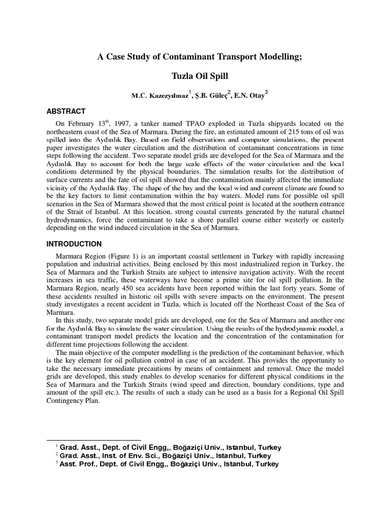 A Case Study of Contaminant Transport Modelling Tuzla Oil Spill | PDF ...