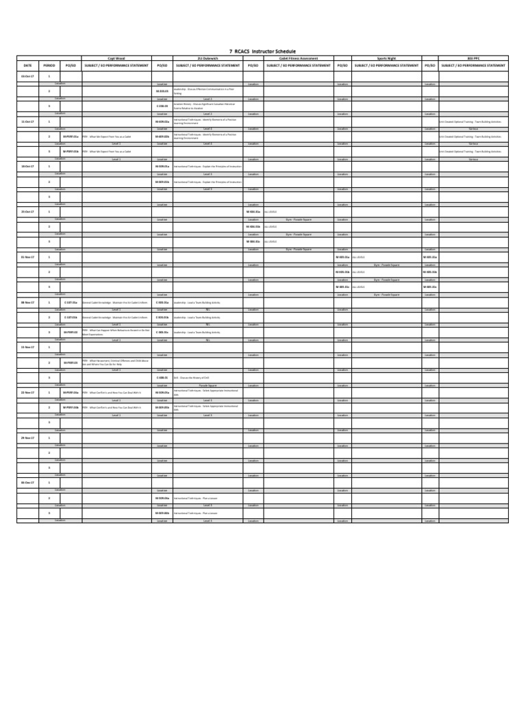 7167 Instructor Schedule v2 Oct-Nov-Dec v3 | PDF | Pedagogy ...