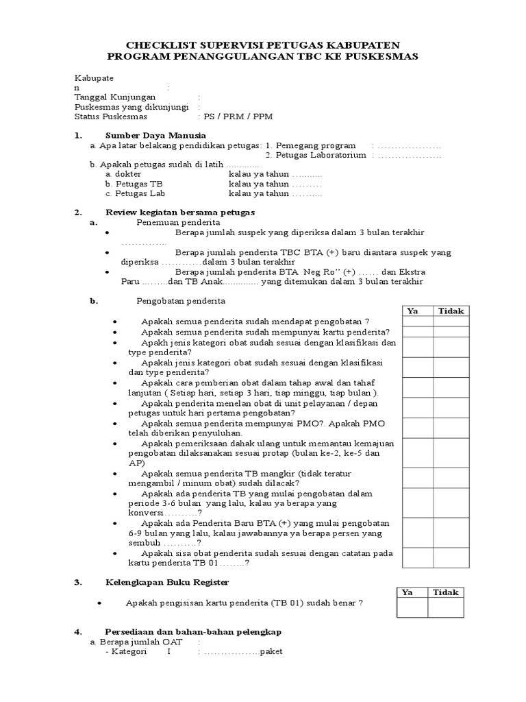 Checklist Supervisi | PDF