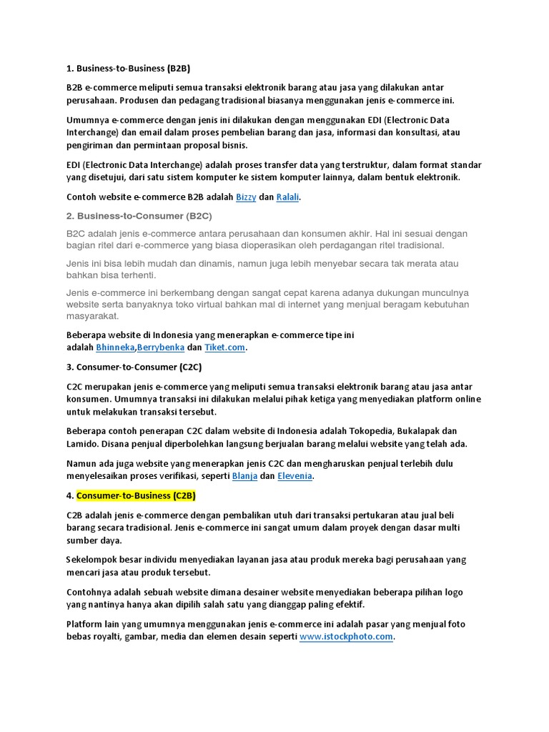 Jenis-Jenis E-Commerce | PDF | Pengelolaan Keuangan & Uang
