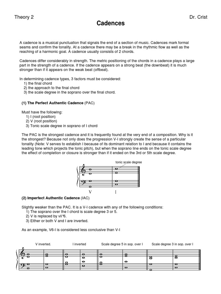 Cadences | PDF | Chord (Music) | Harmony