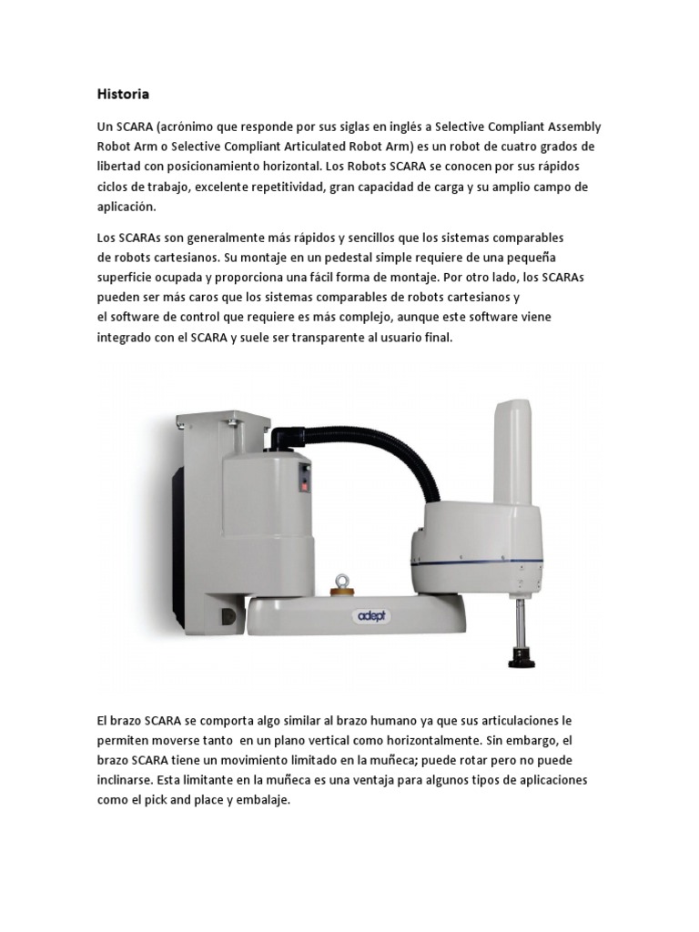 Historia de SCARA | PDF | Robot | Robótica