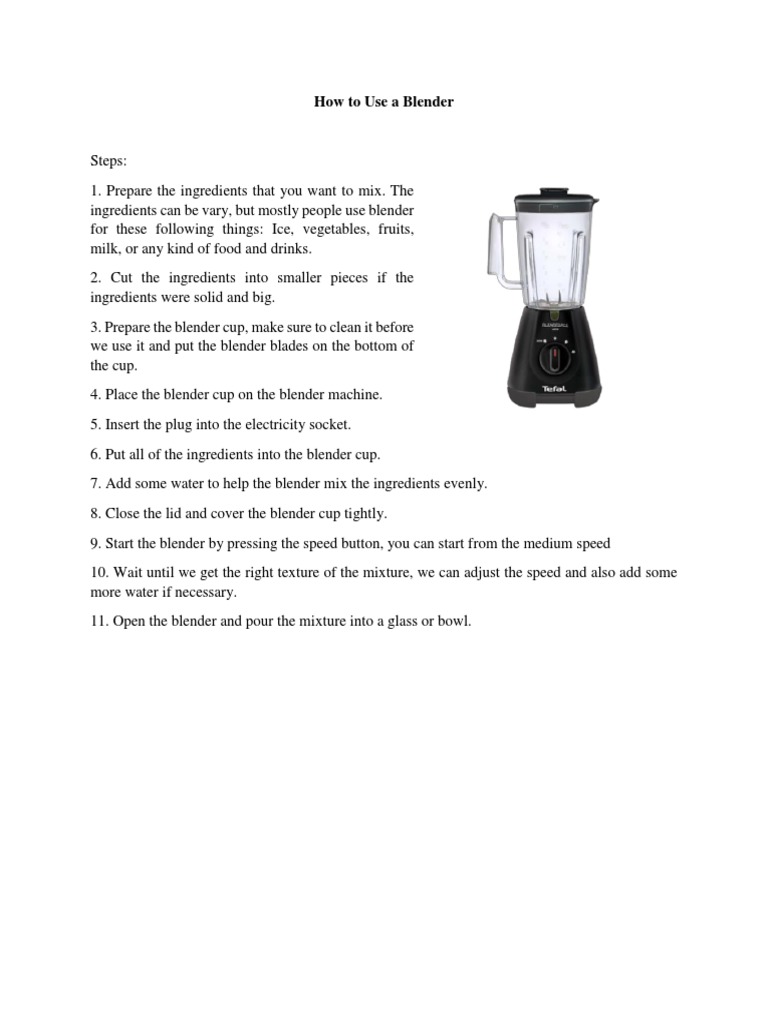 How To Use A Blender | PDF