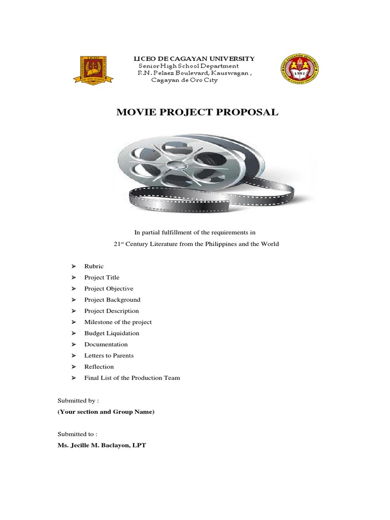 Movie Project Proposal: Liceo de Cagayan University | PDF