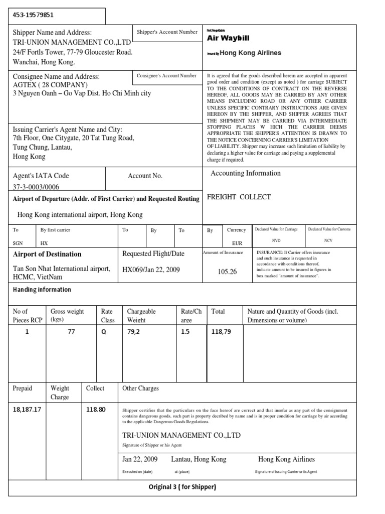 Airway Bill | PDF | Transport | Industries