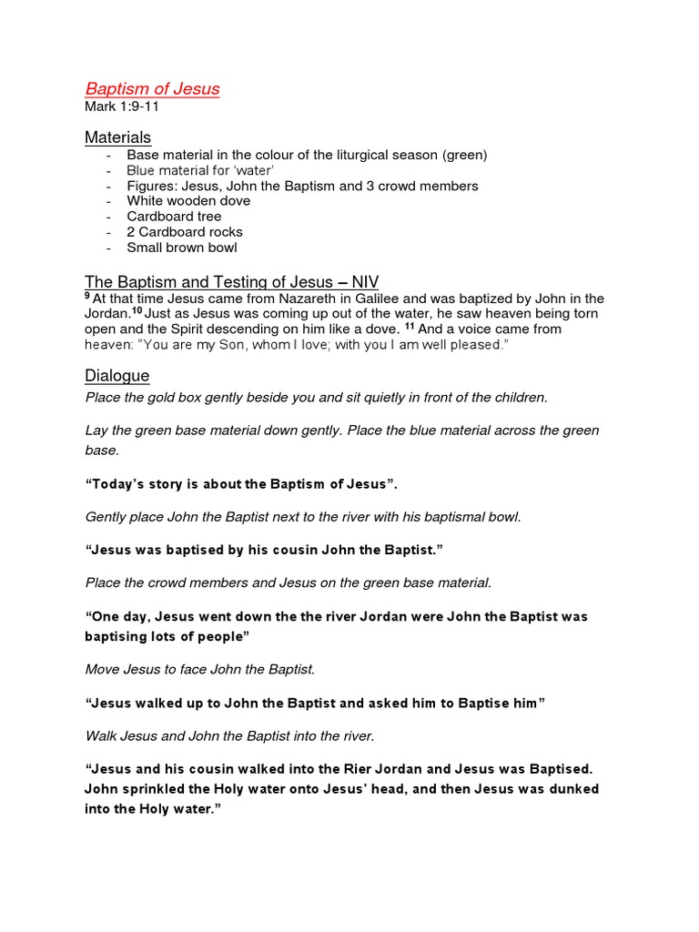 Jesus Baptism Godly Play | PDF