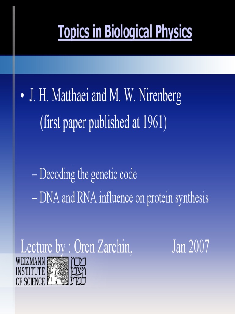 Deciphering the Genetic Code: Key Discoveries from 1950-1961 that ...