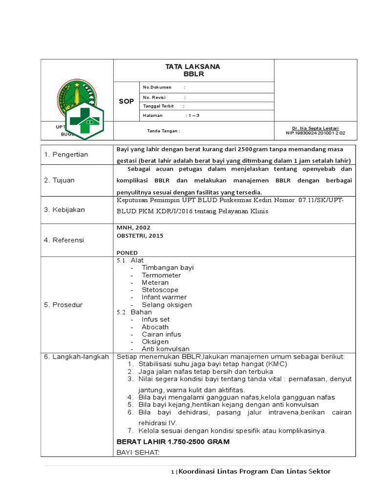 Sop Tatalaksana BBLR | PDF