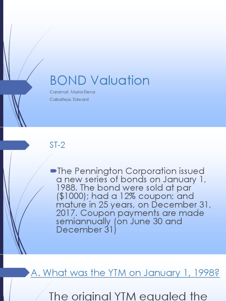 BOND Valuation | PDF | Bonds (Finance) | Yield (Finance)
