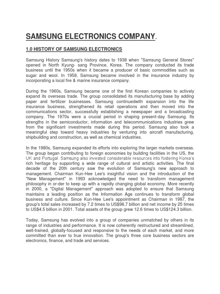 Samsung Electronics Company Innovation Development | PDF | Samsung ...