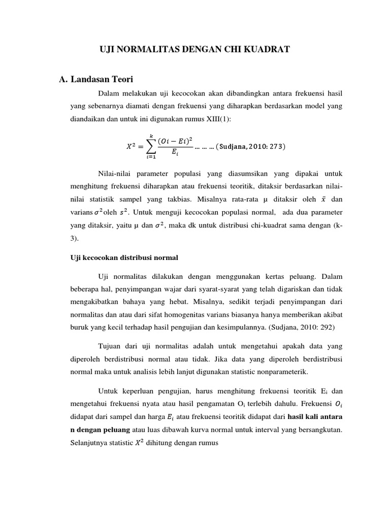 Uji Normalitas Dengan Chi Kuadrat Kelas Eksperimen | PDF