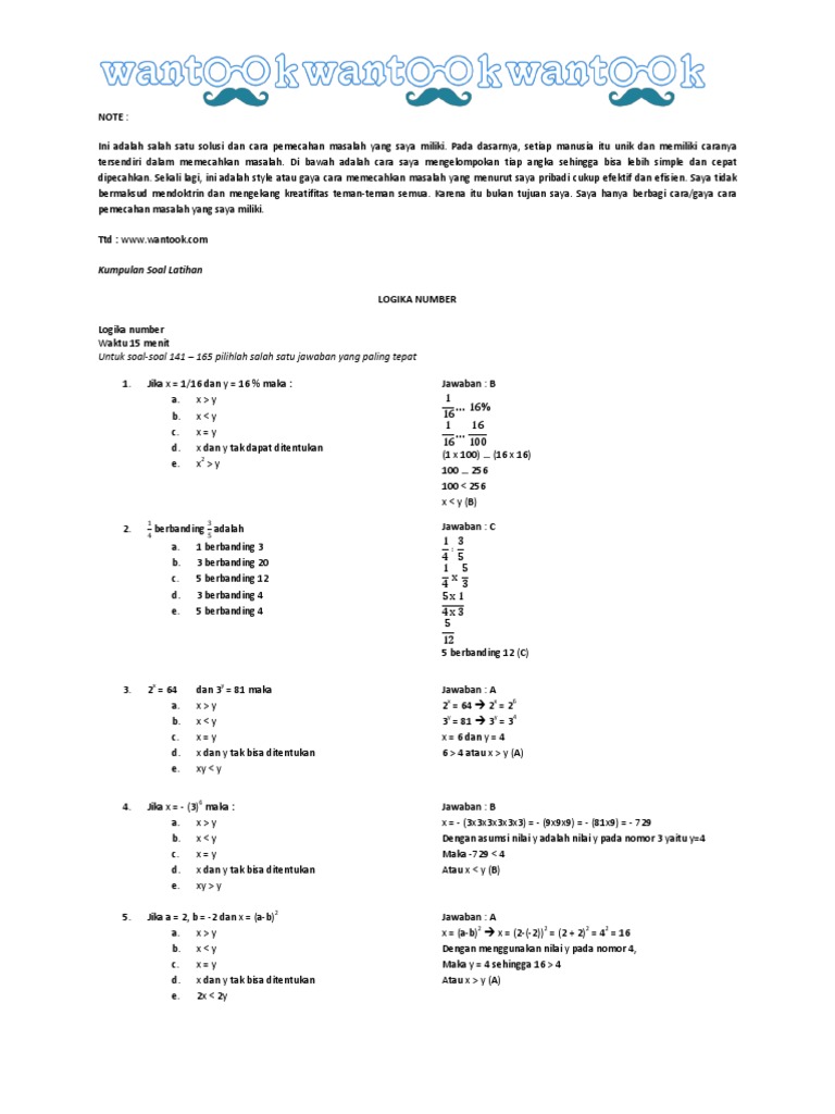Test Logika Angka Soal Jawaban Pembahasan | PDF