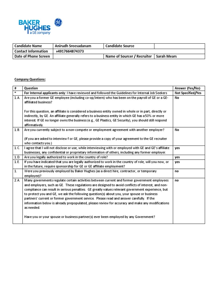 Candidate Screening Form | Civil Service | Recruitment
