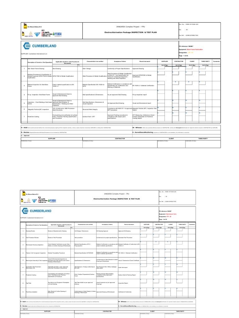 ITP Format - Excel GEP 1120 | PDF | Specification (Technical Standard) | Welding