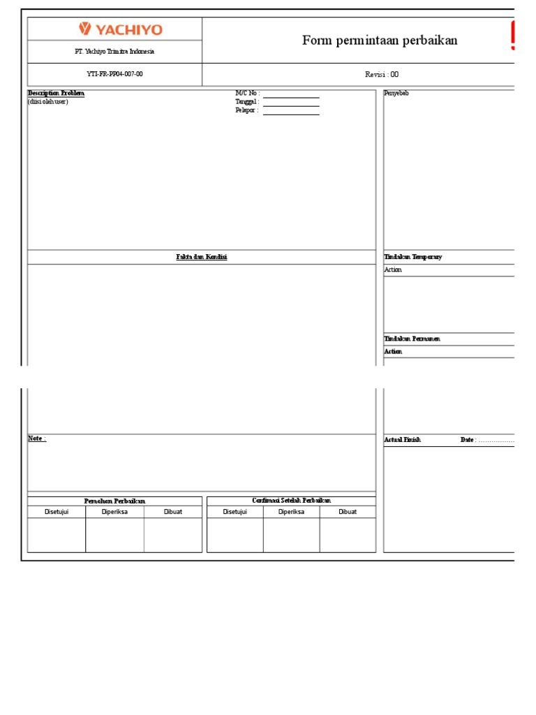 Form Pengajuan Perbaikan | PDF