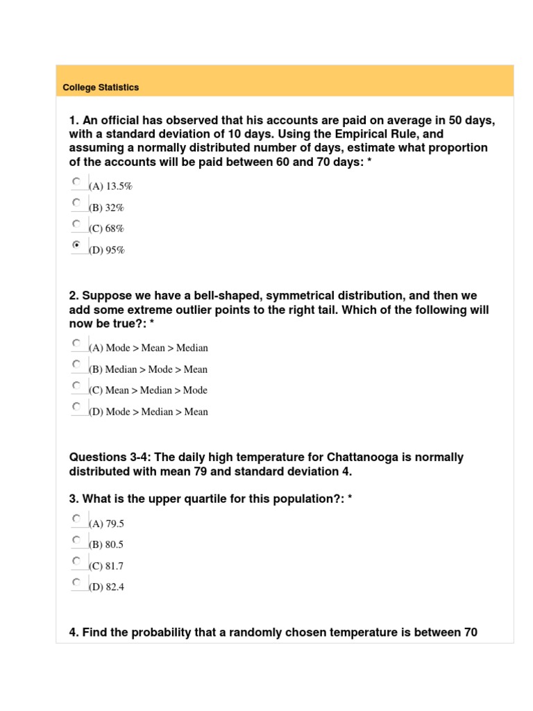 Intermediate Statistics Sample Test 1 | PDF | Statistical Hypothesis ...