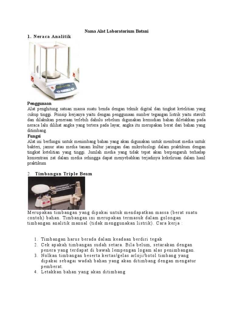 Nama Alat Laboratorium Botani | PDF