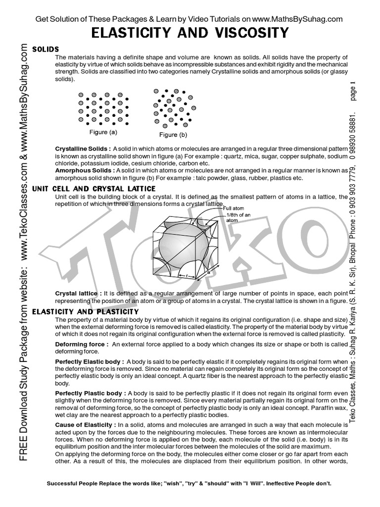 Elasticity and Viscosity Type 2 PART 1 of 3 ENG | PDF | Elasticity (Physics) | Deformation ...
