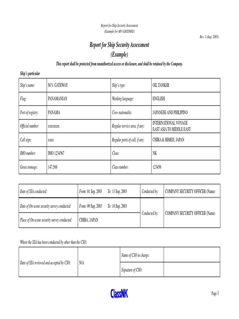 Example Report SSA E Ver1 | PDF | Ships | Security