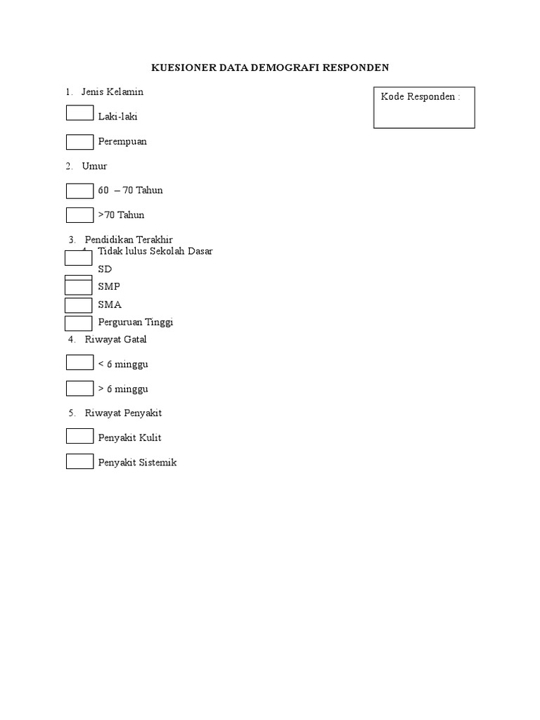 Kuesioner Data Demografi Responden | PDF
