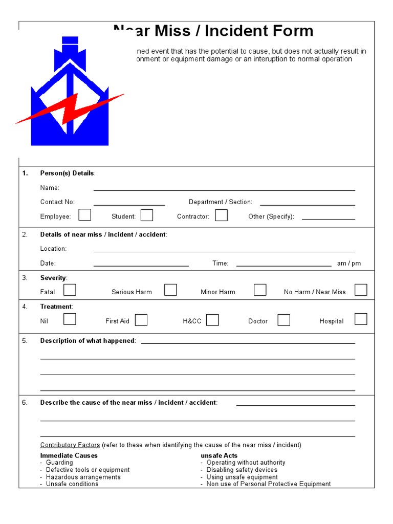 Reporting a Near Miss: A Template for Documenting Safety Issues and ...
