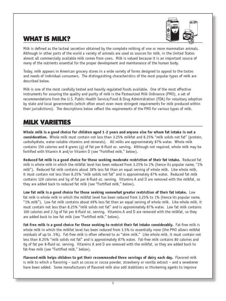 Types and Benefits of Milk Varieties | PDF | Powdered Milk | Milk