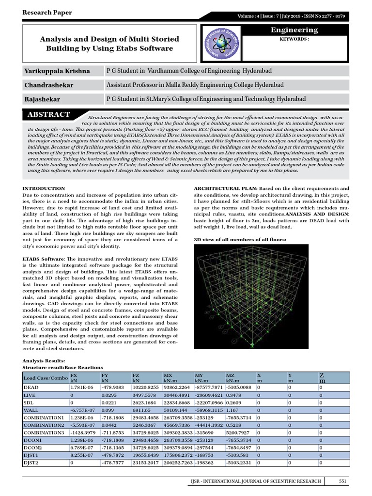Analysis and Design of Multi Story Building by Using Etabs PDF | PDF | 3 D Computer Graphics ...