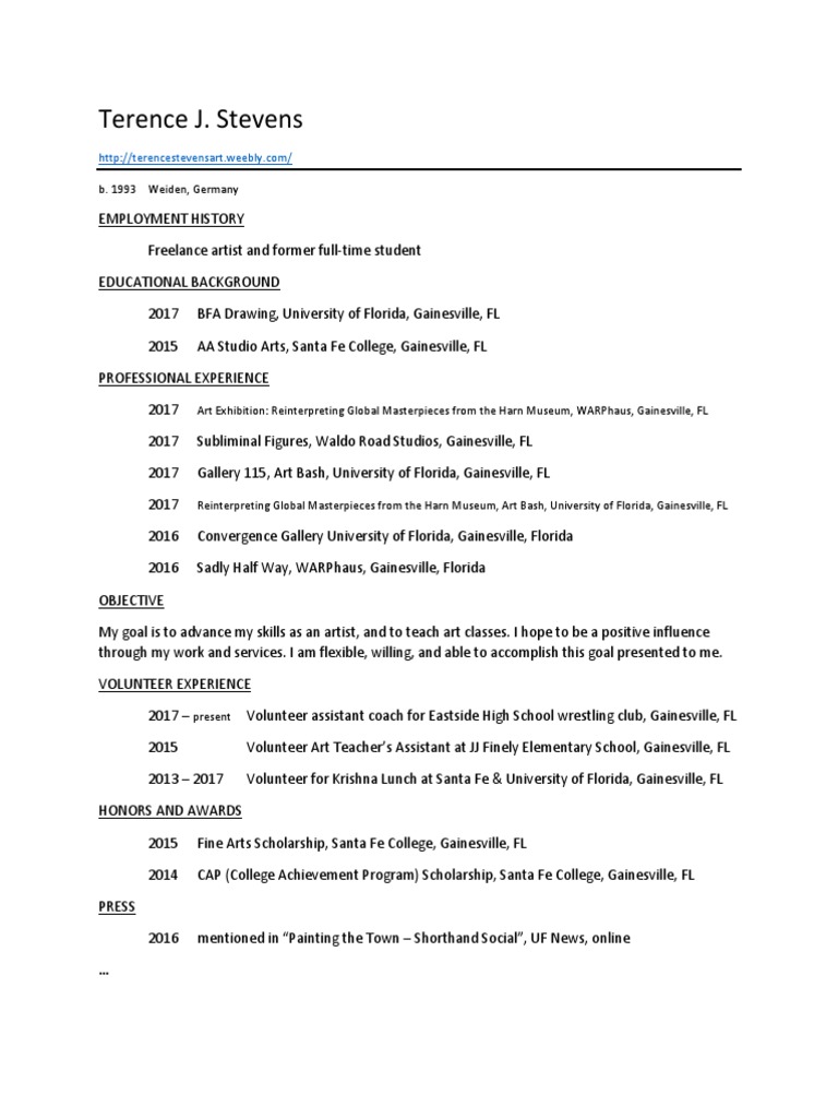 Terence Stevens Resume Official No Contact | PDF