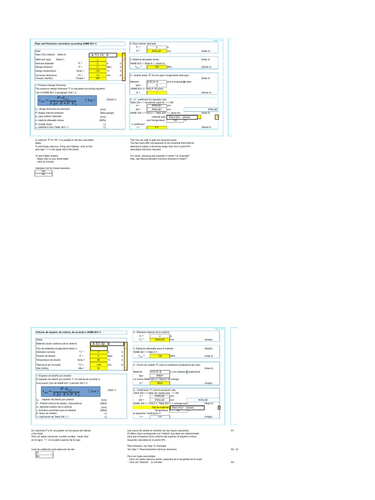 ASME B31.3 Pipe Thickness Calculation | PDF | Pipe (Fluid Conveyance ...