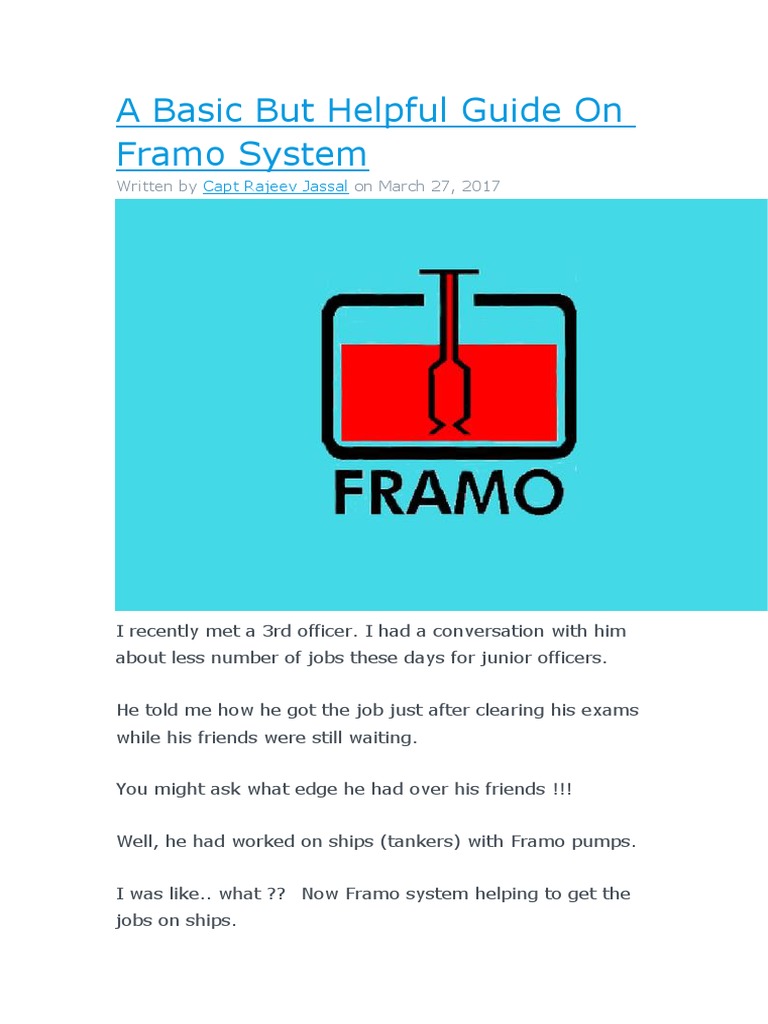A Basic But Helpful Guide On Framo System | PDF | Pump | Valve