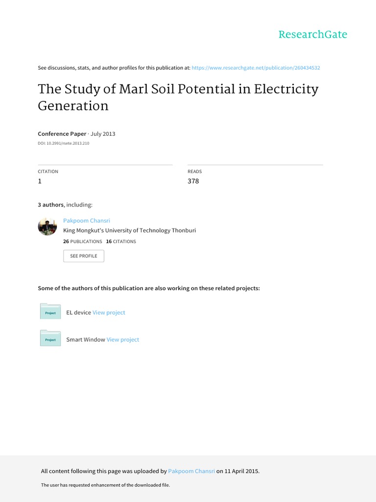 The Study of Marl Soil Potential in Electricity Generation | PDF ...