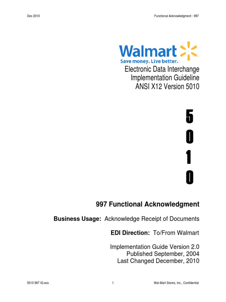 Walmart EDI 997 Acknowledgment Guide | PDF | Electronic Data ...
