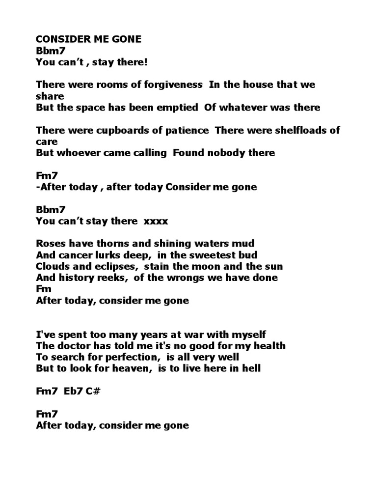 Consider Me Gone | PDF