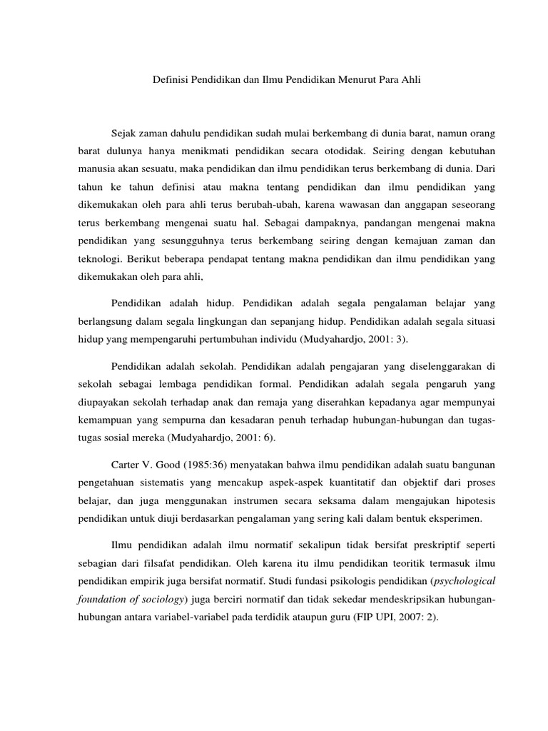 Definisi Pendidikan Dan Ilmu Pendidikan Menurut para Ahli | PDF