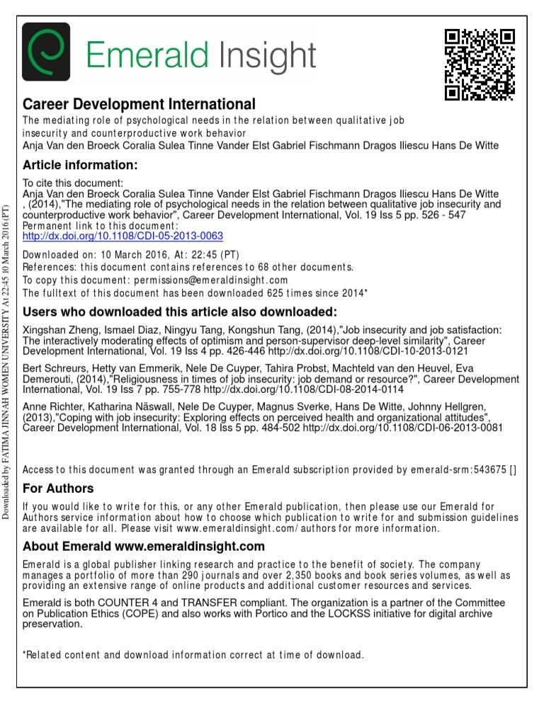 Career Development International: Article Information | PDF ...
