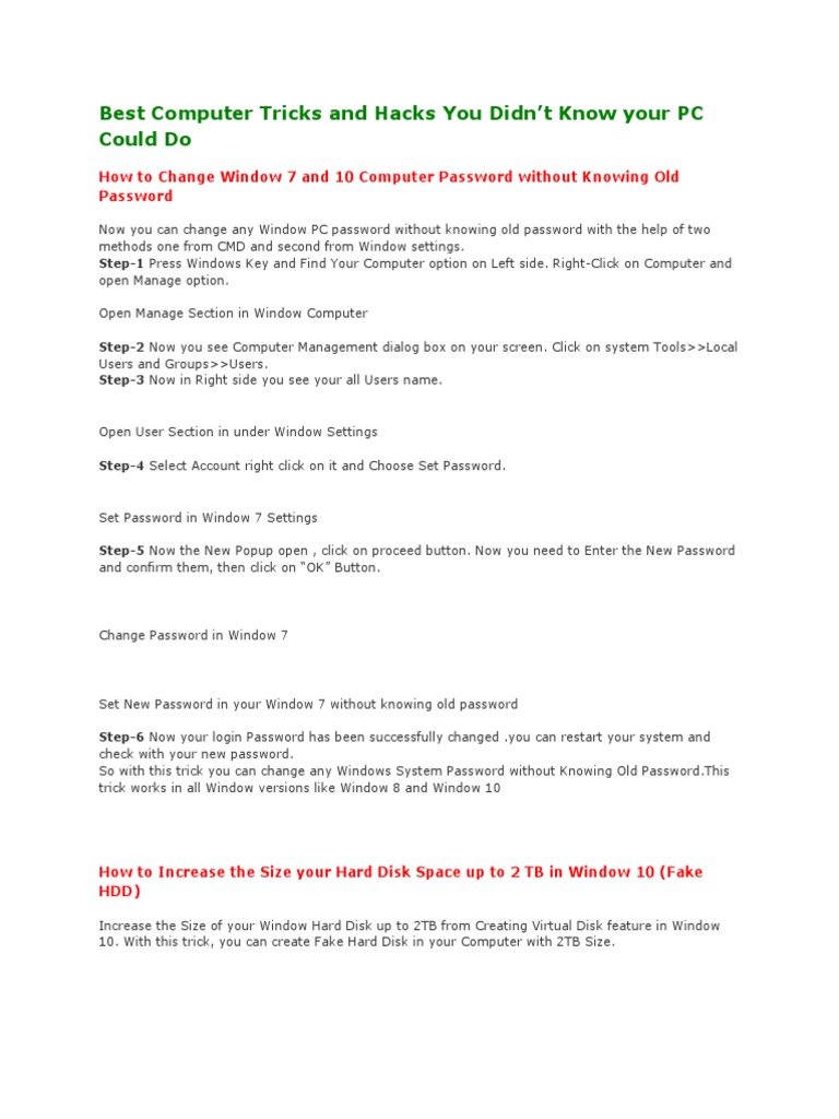 Best Computer Tricks and Hacks You Didn | PDF | Superuser | Usb Flash Drive