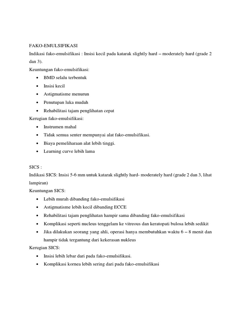 Katarak Bedah: Perbandingan Teknik Fakoemulsifikasi, SICS, ECCE, dan ...