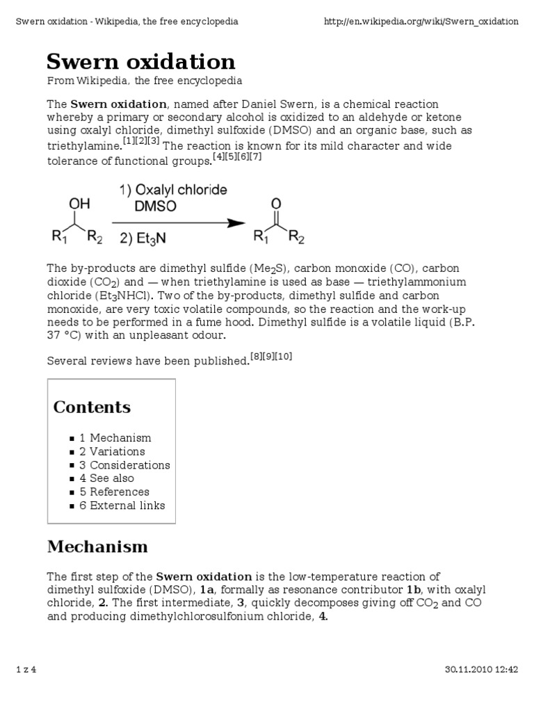 00 Swern Oxidation | PDF | Chemical Compounds | Chemical Reactions