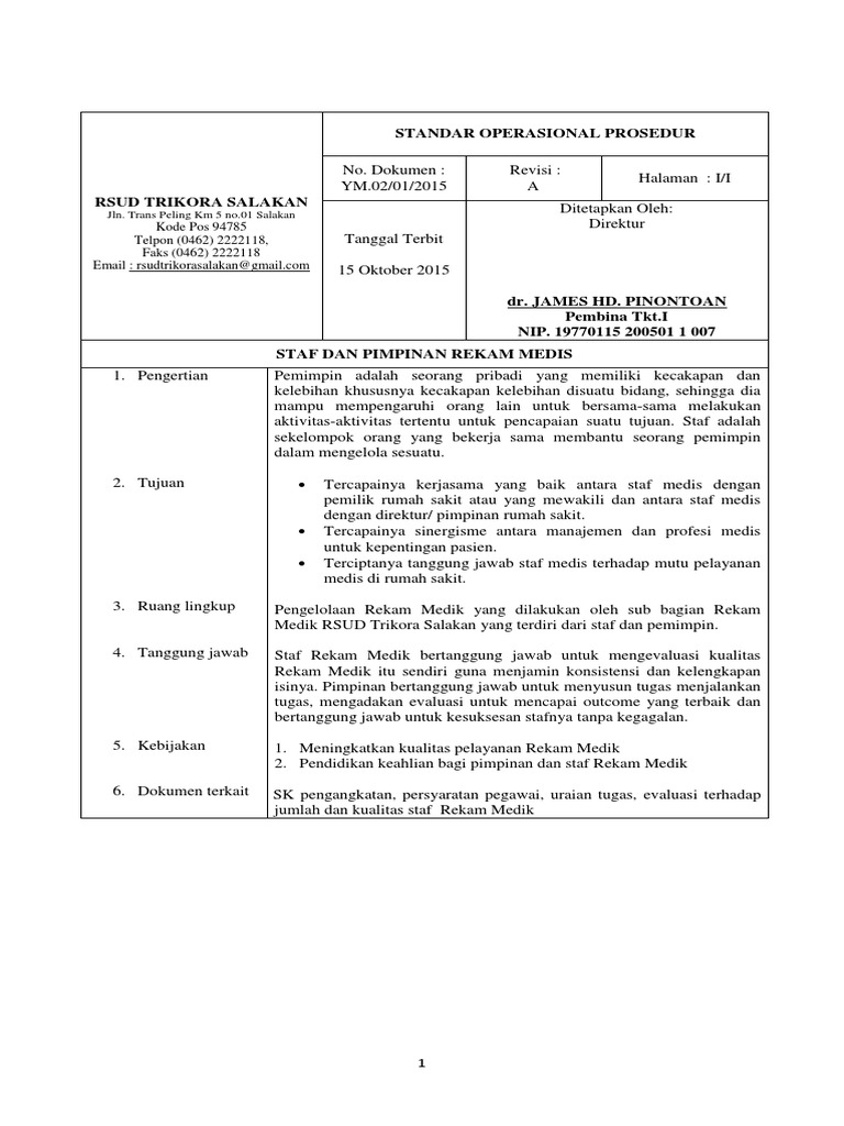 Sop Rekam Medis | PDF