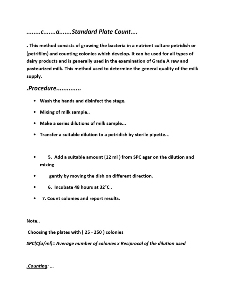 C....... A....... Standard Plate Count.... | PDF | Colony Forming Unit ...