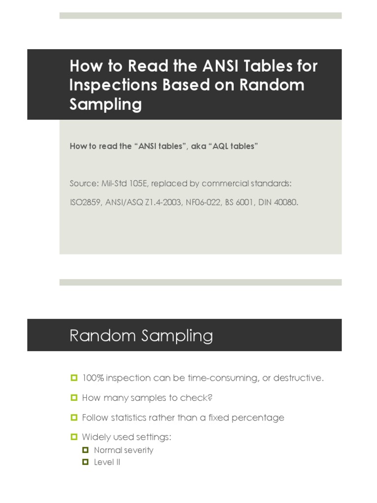 Lecture 6 How To Read The Ansi Tables For Single Sampling