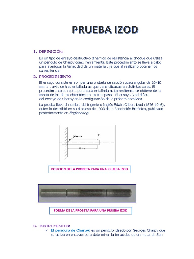 Ensayo Izod: Resiliencia y Tenacidad | PDF | Materiales | Science